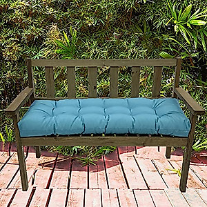 BOOMSHY 51"x20" Indoor/Outdoor Bench Cushion Cotton Garden Furniture Seat Cushion,Patio Wicker Seat Cushions with Ties for Lounger Garden Furniture Patio Lounger Bench (Blue)