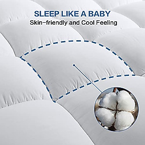 COHOME Queen Size Mattress Topper Extra Thick Cooling Mattress Pad 400TC Cotton Top Plush Down Alternative Fill Pillow Top Mattress Cover with 8-21 Inch Deep Pocket (60x80 Inches, White-Classic)