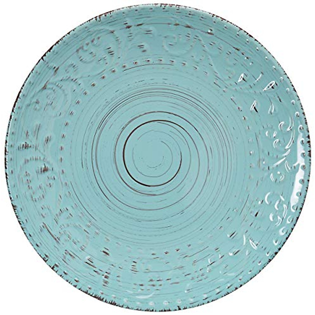 Elama Embossed Stoneware Ocean Dinnerware Dish Set, 16 Piece, Turquoise