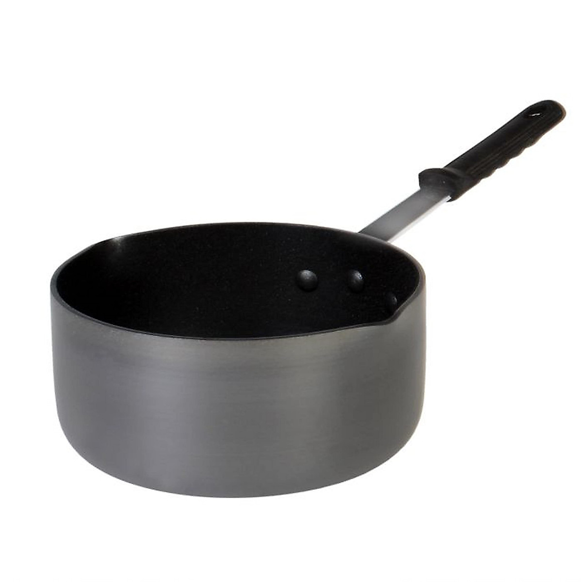 TrueCraftware-1 Quart Non-Stick Aluminum SaucePan Anodized with Pour Spout Black Cool Handle Sleeve- Multipurpose use Cooking Sauce Pan Cookware Cooking Pot for Home Kitchen or Restaurant