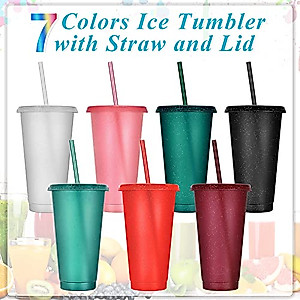 Honeydak Tumbler with Straw and Lid Bulk Water Bottle Iced Coffee Travel Mug Cup Reusable Plastic Cups for Parties Birthdays 24-27 oz (,)