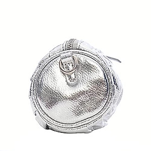 Evening Clutch Bag Shine Bright Metallic PU Crossbody Pleated Bag for Bridal Wedding Birthday Prom Party (Silver)