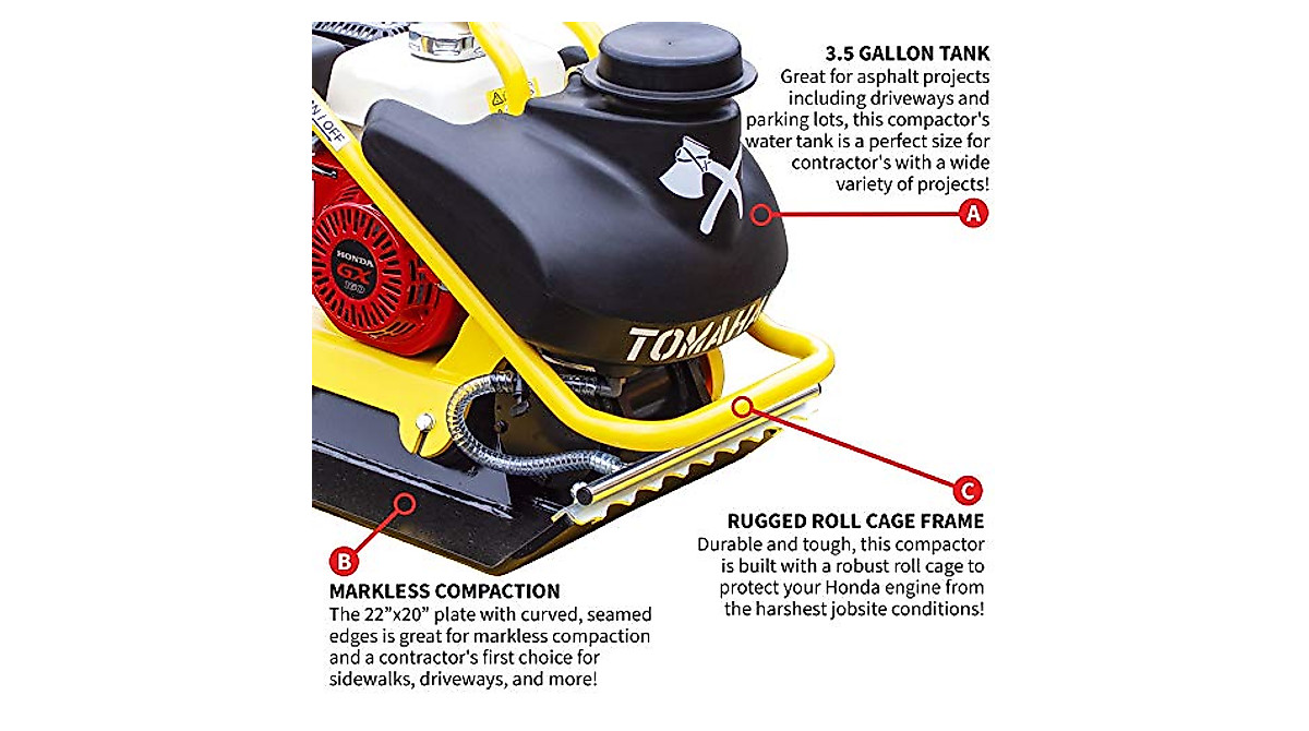 Tomahawk 5.5 HP Vibratory Plate Compactor - High Performance