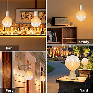 ONEWISH G150 Globe LED Bulb - Gradient Black Clear Glass Decorative Design, E26 LED Filament Bulb, Warm Lighting for Livingroom Kitchen Island, Café, Ceiling Hanging Light Fixture φ150mm(6")