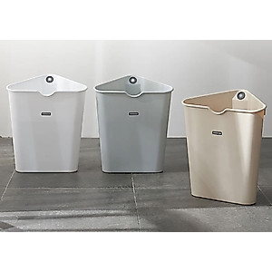 Happiness Decoration Plastic Triangle Garbage Can Without Lid Home Office Bathroom Trash Can Waste Paper Basket Wastebasket for Narrow Spaces Recycling Bins (White) …