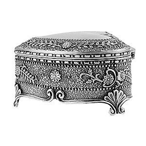 MioCloth Classic Vintage Antique Tin Heart Jewelry Box Treasure Storage Organizer Chest