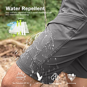 Stlight Men's Hiking Cargo Shorts Quick Dry Lightweight Tactical Shorts with Multi Pocket for Camping Fishing Golf(Grey 36W/10L)