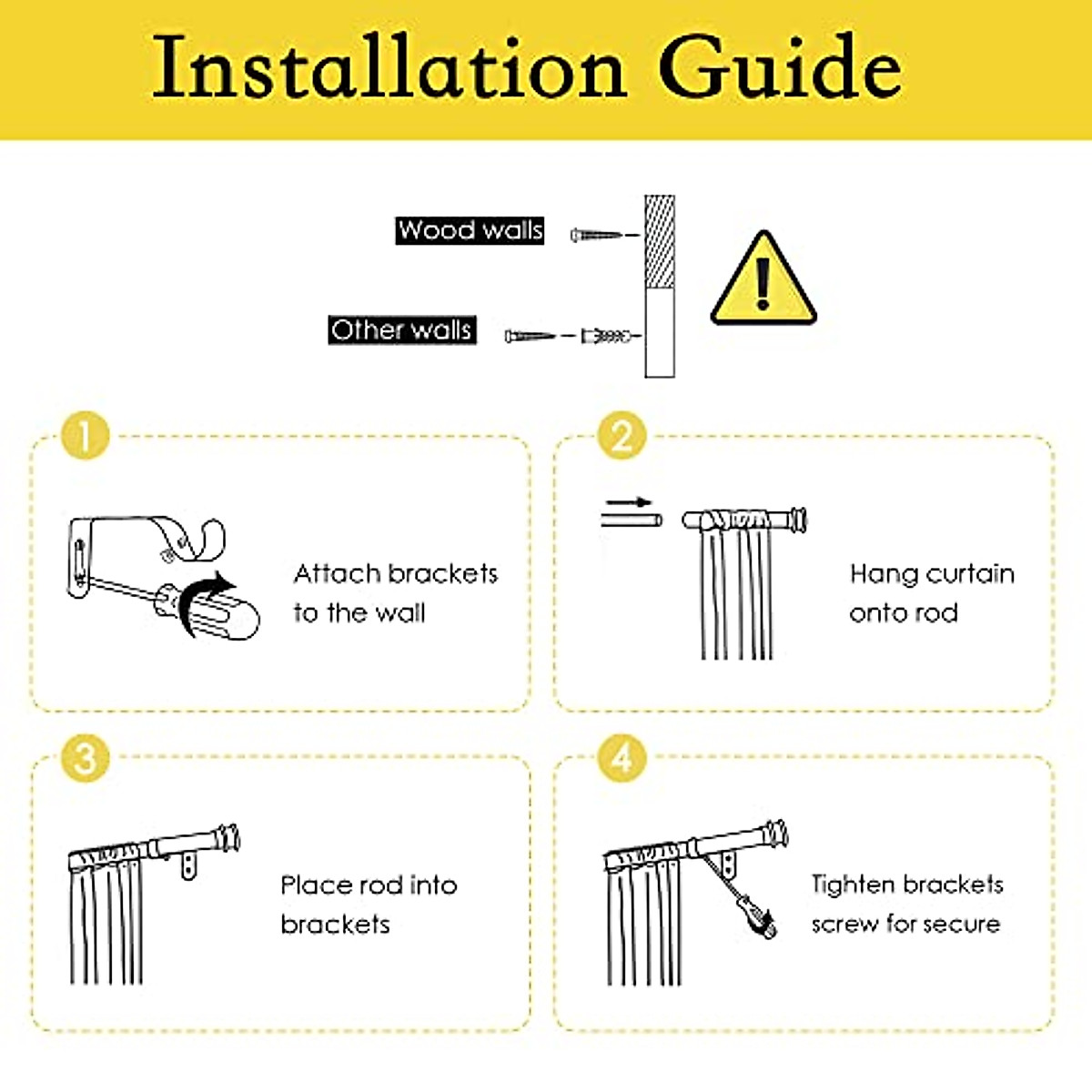 NICETOWN Rustproof & Waterproof Heavy Duty Outdoor Patio Curtain Rod Set with Classic Groove Round Finials, 1 inch Diameter Adjustable Length 72 to 144" Length, Matte Black