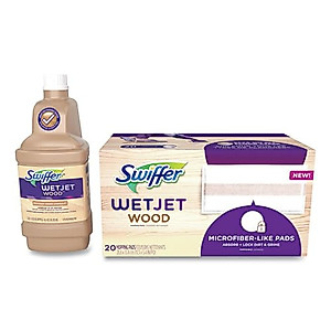 Swiffer WetJet Mops for Floor Cleaning, Hardwood Floor Cleaner, Mopping Refill Bundle, Includes: 20 Pads, 1 Cleaning Solution