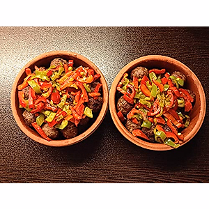 Hitit Terra -Bowl (6 Pieces) Mini Prep Clay Cooking Pots Delicious Desserts and Meals - Turkish Earthenware -Terracotta Cookware