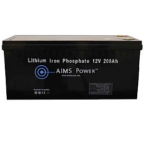 AIMS POWER Lithium Battery 12V 200Ah LiFePO4 with Bluetooth Monitoring 4000+ Cycles Ideal for Home, RV, and Off Grid Application