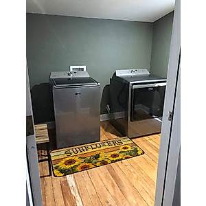Flytime Rustic Sunflower Runner Rug with Non-Skid Washable Kitchen Floor Rugs Laundry Room Mat Waterproof Floor Runners 16X40Inches