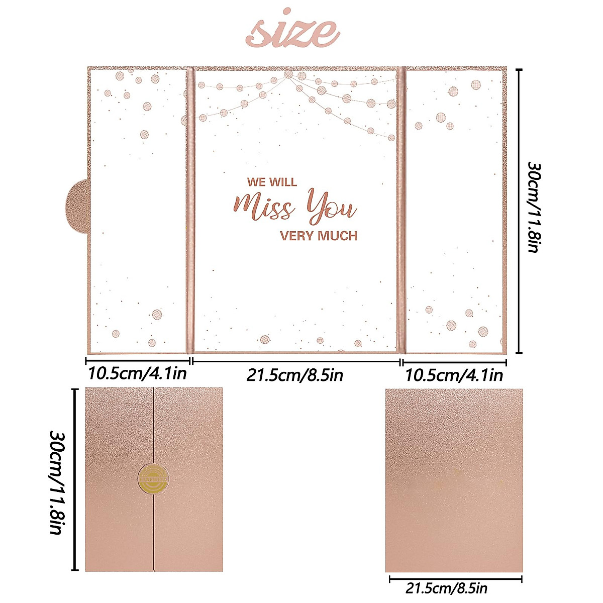 Holkcog Farewell Guest Book Alternative, Farewell Gifts for Coworkers Friends, Rose Gold We Will Miss You Signature Board, Happy Retirement Party Decorations, Going Away，Farewell Card for Women Men