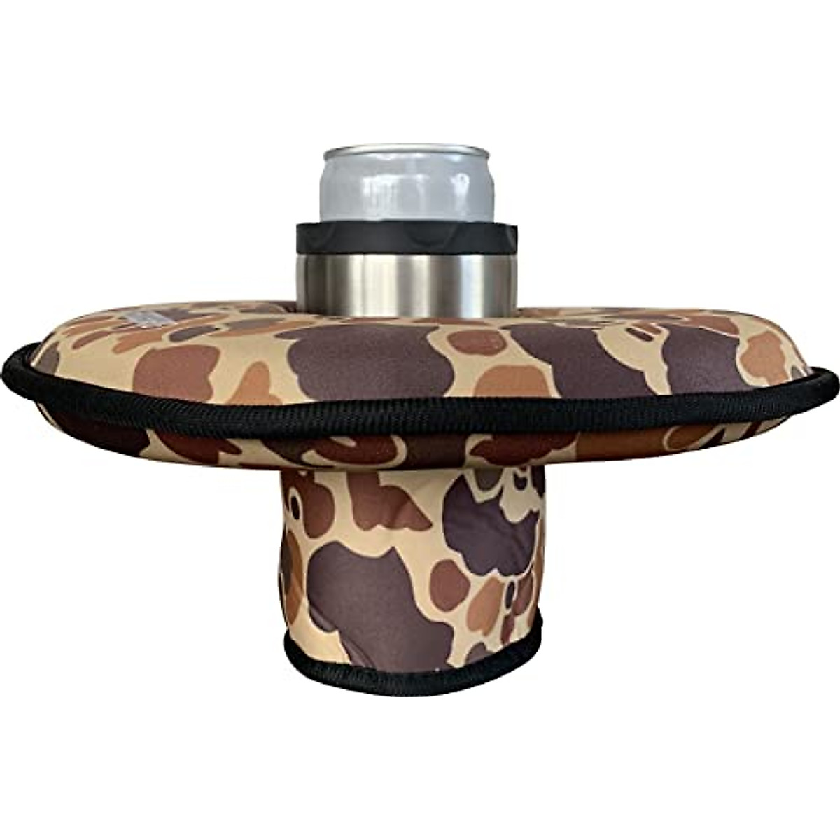 Hooch|Hog Old School Camo Slim Can Cooler for 12 oz. Skinny Cans + Old School Camo Floating Drink Holder