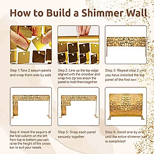 Ayfjovs 24 PCS Gold Shimmer Wall Panels Sequin Shimmer Wall Backdrop, Gold Back Drops Pack for Party Decorations Birthday Wedding & Engagement Anniversary Home Decor