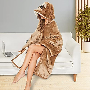 THREE POODLE Sloth Wearable Hooded Blanket Sloth Gifts for Adults Women Kids, Warm and Cozy Wearable Sloth Blanket Hoodie, Premium Sloth Bedding Sloth Throws