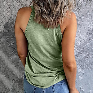 Aniywn Womens Halter Tops Casual Basic Solid Color Tee Shirts Summer Sleeveless Tops Loose Fit Racerback Yoga Tops Blouse Green