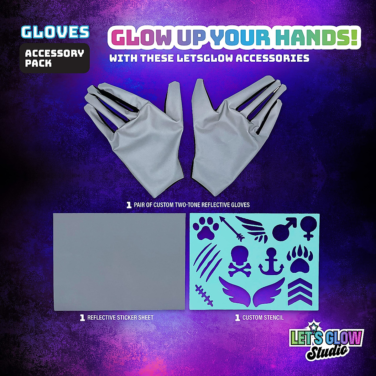LetsGlow Studio Gloves Accessory Pack - for LetsGlow Studio DIY Arts and Crafts Influencer Video Creator Kit - (LetsGlow Studio Sold Separately)