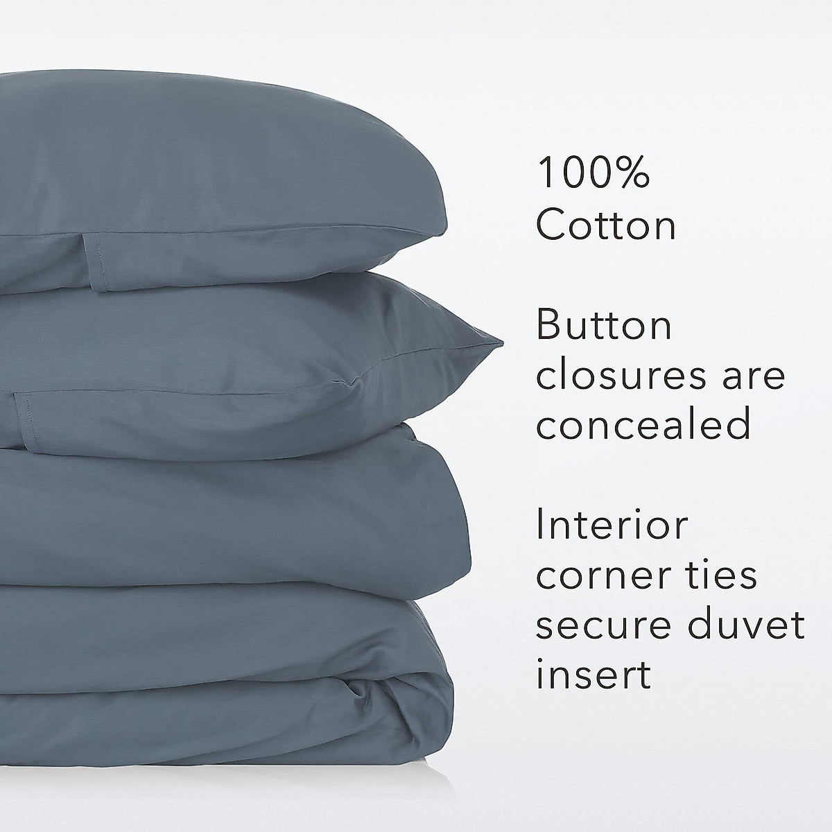 Nate Home by Nate Berkus 300TC 3-Piece Luxe Cotton Sateen Duvet Cover | Ultra Soft, Cool, Bedding Set from mDesign - Full/Queen Size - 1 Duvet Cover/2 Pillow Shams, Whale (Navy Blue)