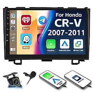 Car Stereo MP5 Player for Honda CRV 2007-2011 Car Radio with Apple Carplay Android Auto Mirror Link, 9" Touch Screen Car Radio with Bluetooth Backup Camera FM SWC Dual USB Input