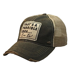 VINTAGE LIFE Women's Trucker Baseball Cap (Terrible Idea, I'm in (Black))