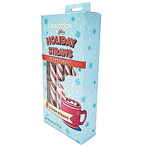 CandySips Candy Straws, Peppermint, 8 Straws, Pack of 2