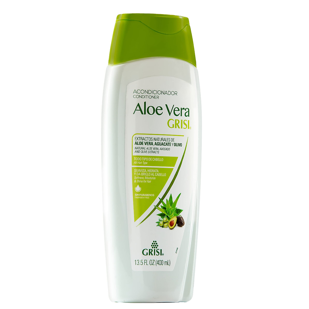 Grisi Aloe Vera Conditioner, Moisturizing Hair Product with Aloe Extract, Paraben-Free, 2-Pack for Soft and Shiny Hair, 13.5 FL Oz each