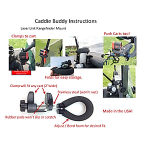 Caddie Buddy Golf Cart Mount/Holder for Laser Link Redhot, Switch Tour, RH2, Quickshot, Eagle Rangefinders.