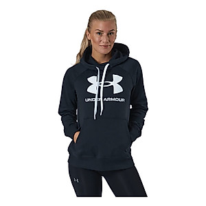 Under Armour Womens Rival Fleece Logo Hoodie , Black (001)/Black , XX-Large