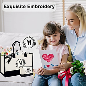 BeeGreen Personalized Gifts for Women - Canvas Tote Bag for Women Initial Beach Tote Bag Gift for Friends Teacher Girlfriend Bridesmaid Mother Monogram Gift Bag for Birthday Bridal Shower Gift C