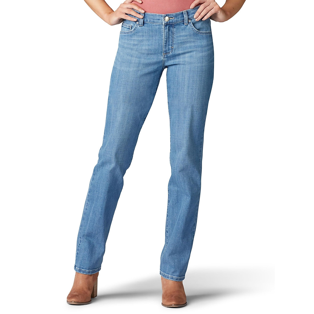 Lee Women's Relaxed Fit Straight Leg Jean, Inspire Blue, 16 Medium