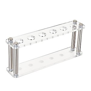 OLYCRAFT 6 Sockets Clear Acrylic Test Tube Rack Test Tube Display Stands Acrylic Centrifuge Tube Rack Glass Holder Rack Transparent Test Tube Holder for Test Tube Chemistry Laboratory 9.5x2x3.6 inch