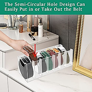 JUBAOLEA Belt Organizer, Acrylic 7 Layers Belt Container Storage Holder Storage Organizer, Clear Belt Display Case for Belt, Watches, Tie and Bow Tie, Jewelry, Bracelets Closet Accessories