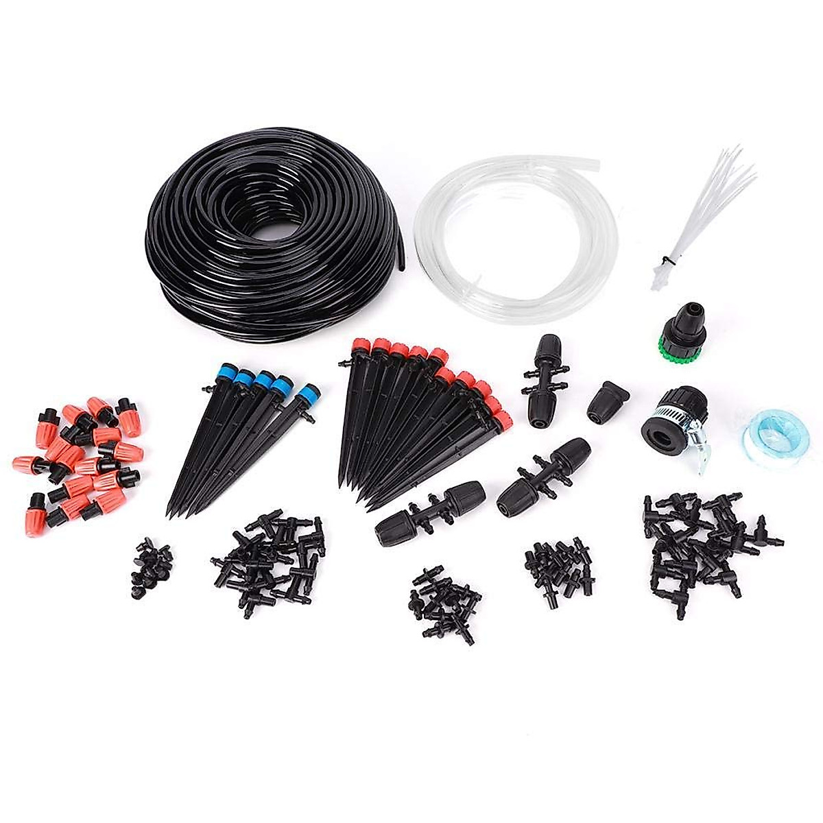 Oumefar 40m Drip Irrigation System Automatic Irrigation Plastic Watering System 4/7 Hose Set Drip Irrigation System Kit Sprinkler System for Garden Watering