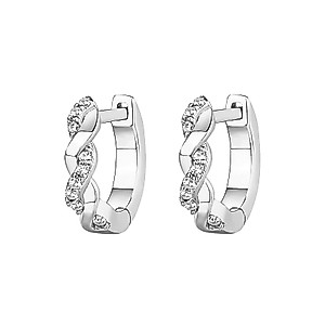 PAVOI 14K White Gold Plated 925 Sterling Silver Post CZ Huggies | Women's Small Gold Hoop Earrings | Synthetic Diamond Earrings