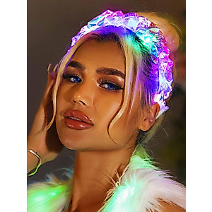 CAKURE Light Up Headband Flash Glowing Hair Band Headbands Laser Hair Hoop for Nightclub Party Costume Headwear Decoration Hair Accessories for Women and Girls