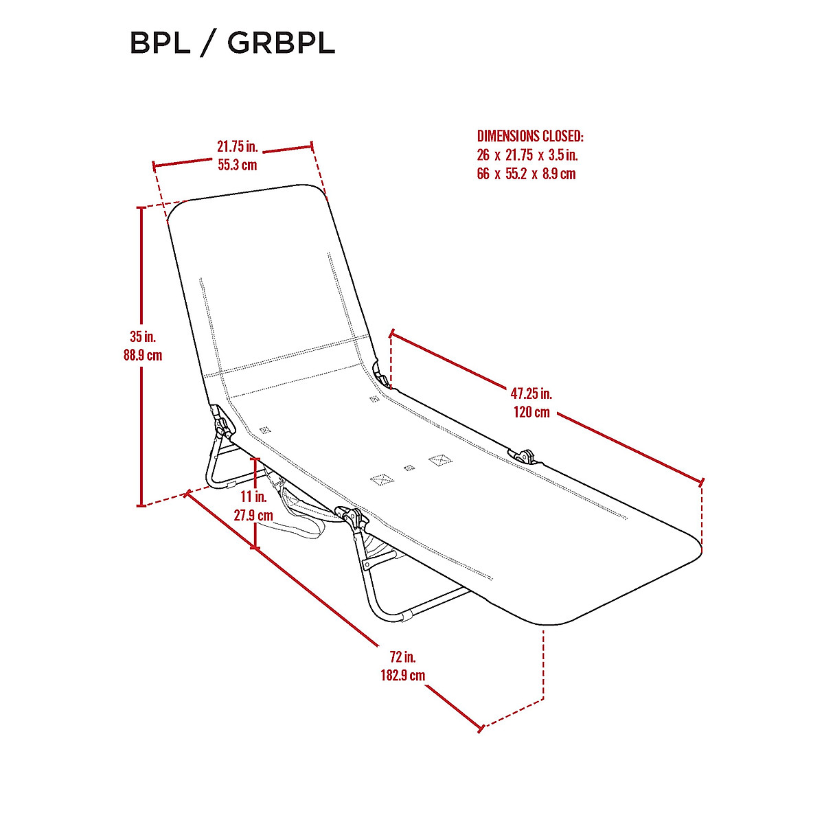 Rio Beach Portable Lay Flat Folding Backpack Beach Lounge Chair with Backpack Straps and Storage Pouch, Orange and Green