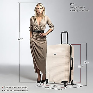 InUSA RESILIENCE Luggage with Spinner Wheels | Durable Lightweight Hardside Suitcase, Spacious Travel Bag with Handle and Trolley | 28-Inch Large Checked Luggage | Sand