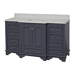 Kitchen Bath Collection Nantucket 60-inch Single Bathroom Vanity (Quartz/Chocolate): Includes Chocolate Cabinet with Stunning Quartz Countertop and White Ceramic Sink