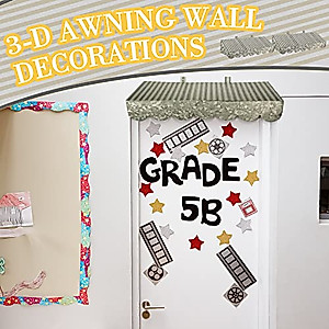 8 Pcs 3D Circus Awning Wall Decoration Carnival Stripes Awning Circus Tent Carnival Theme Party Decor for Carnival Party Classroom Decorations (Corrugated Style)