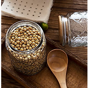 R FLORY 24 OZ Canning Decorative Cookie Candy Jar with Bamboo Lid Storage Organizer Crystal Holder Vanity Canister Jar Glass Set of 2 for Candy Jewelry Cotton Candle Vase Decor