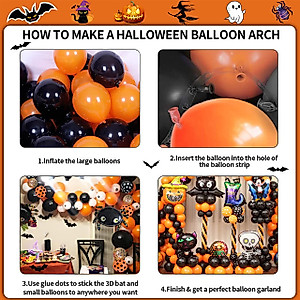Halloween Balloons Garland Kit, Halloween Spider Web Black Orange Gray Balloons Spider Balloons for Halloween Day Party Kids Birthday House Party Haunted House Decorations