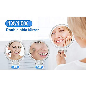 Snowflakes Double Sided Folding Handheld Mirror 1X/10x Magnification Hand held Mirror.