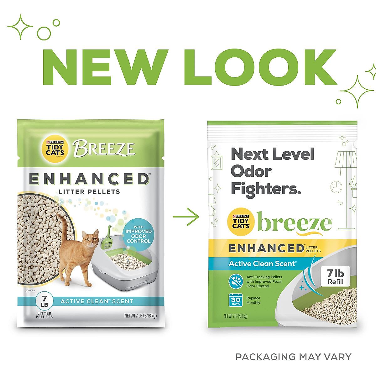 Purina Tidy Cats Scented Litter Pellets, Breeze Enhanced Refill Litter Pellets in Recyclable Box - (Pack of 4) 7 lb. Bags