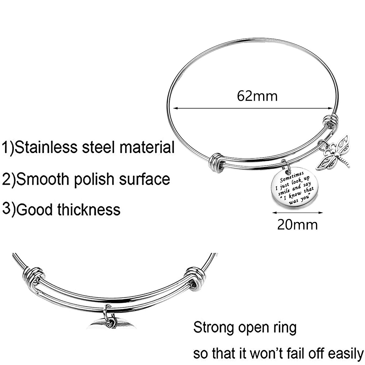 Dragonfly Memorial Gifts Bracelet Sometimes I Just Look Up Smile and Say I Know That was You Memories Jewelry (Dragonfly Bracelet)