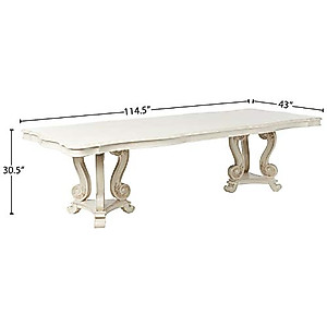 ACME Furniture Ragenardus Double Pedestal Dining Table, Antique White