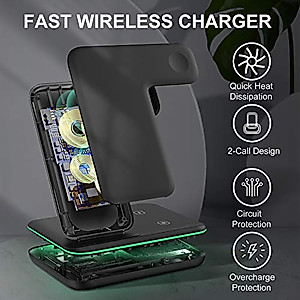 ZEBRE Wireless Charger, 3 in 1 15W Fast Charging Dock Compatible with Apple Watch 7 6 5 4 3 2 SE, AirPods 3/Pro, Stand Compatible with iPhone 14/13/13 Pro/12/11/XR Samsung S22 S21 S10