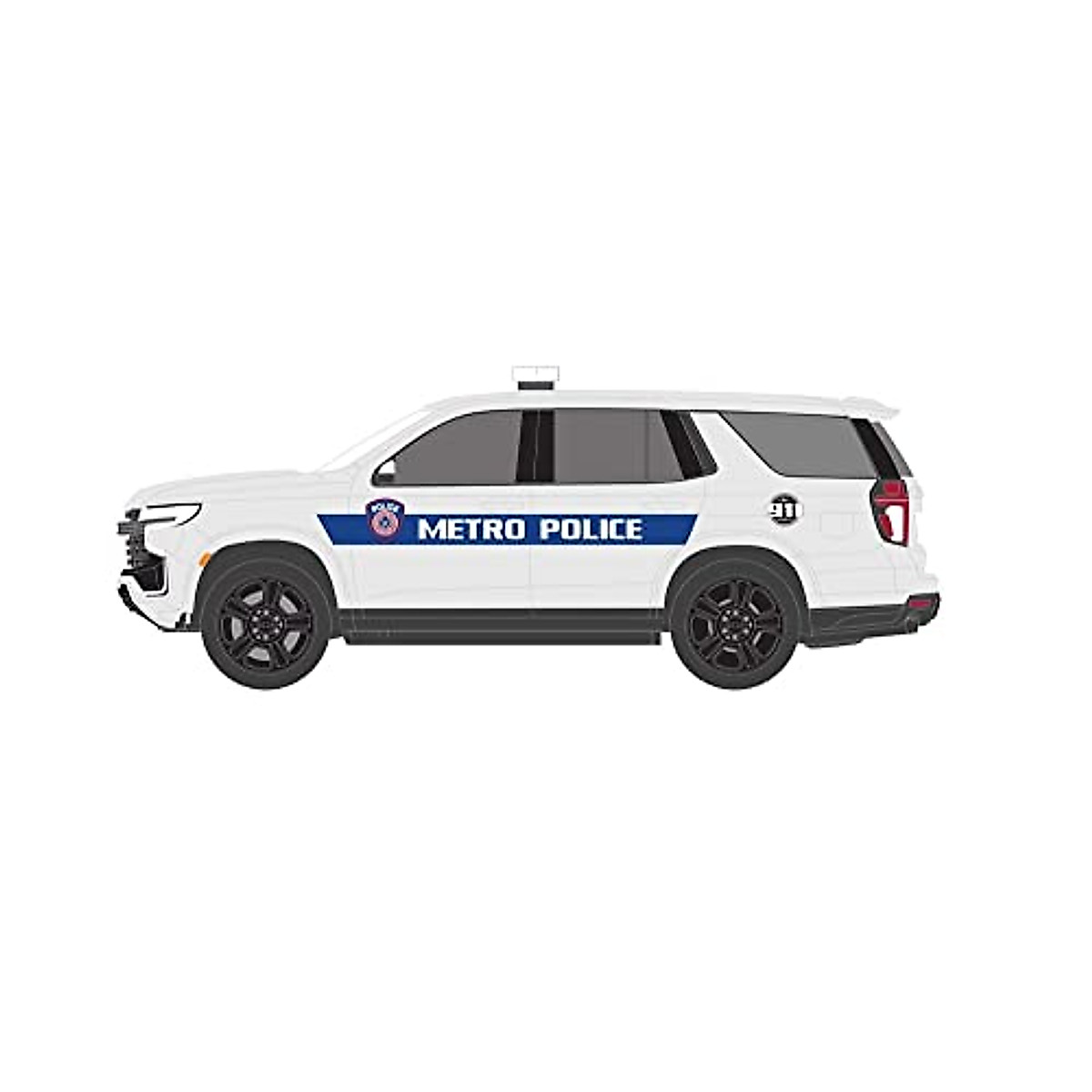 ModelToyCars 2021 Chevy Tahoe Police Pursuit Vehicle, White - Greenlight 43000F - 1/64 Scale Diecast Car