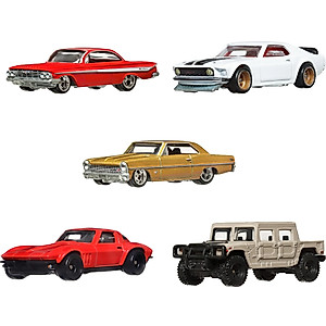 Hot Wheels Cars, Premium Fast & Furious 1:64 Scale 5-Pack Die-Cast Toy Cars for Collectors, HKF07