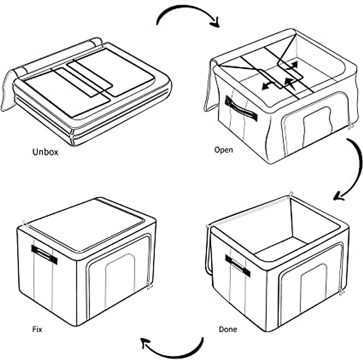 2 pack 66L foldable stackable storage box, steel frame clothes bag, bedroom container with 2 clear windows, 3 steel frames, 2 zippers, 2 reinforced handles ,thick linen fabric, waterproof,(2X66L, beige) for closet, comforters, blankets, bedding, quilt.